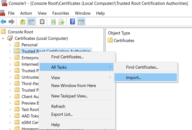 Adding the Self-Signed Certificate to Trusted Root Certification ...