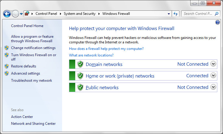 Configuring the Firewall on Windows 10/8.1/8/7 and Windows Server 2012